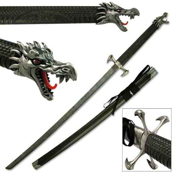 Dragon Katana Sword - Black and Gold